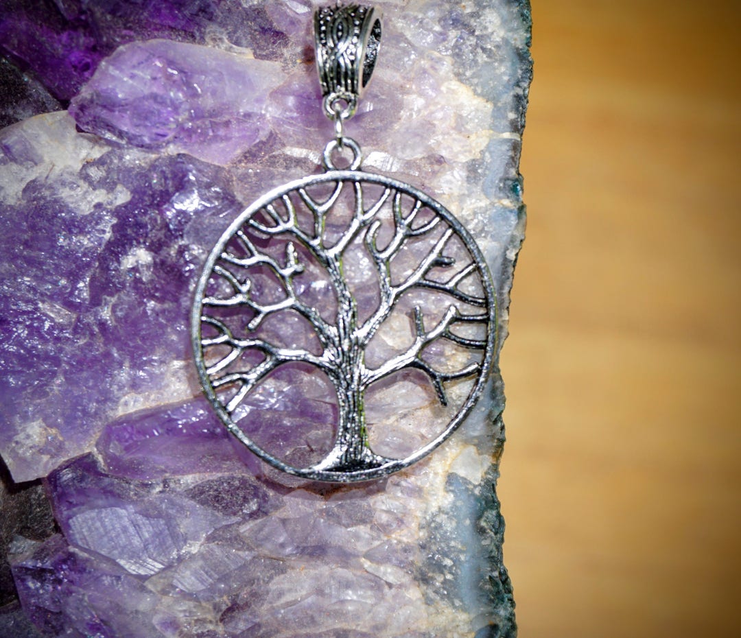 Tree of Life Pewter Pendant Large Tibetan Silver Charm Necklace - Etsy