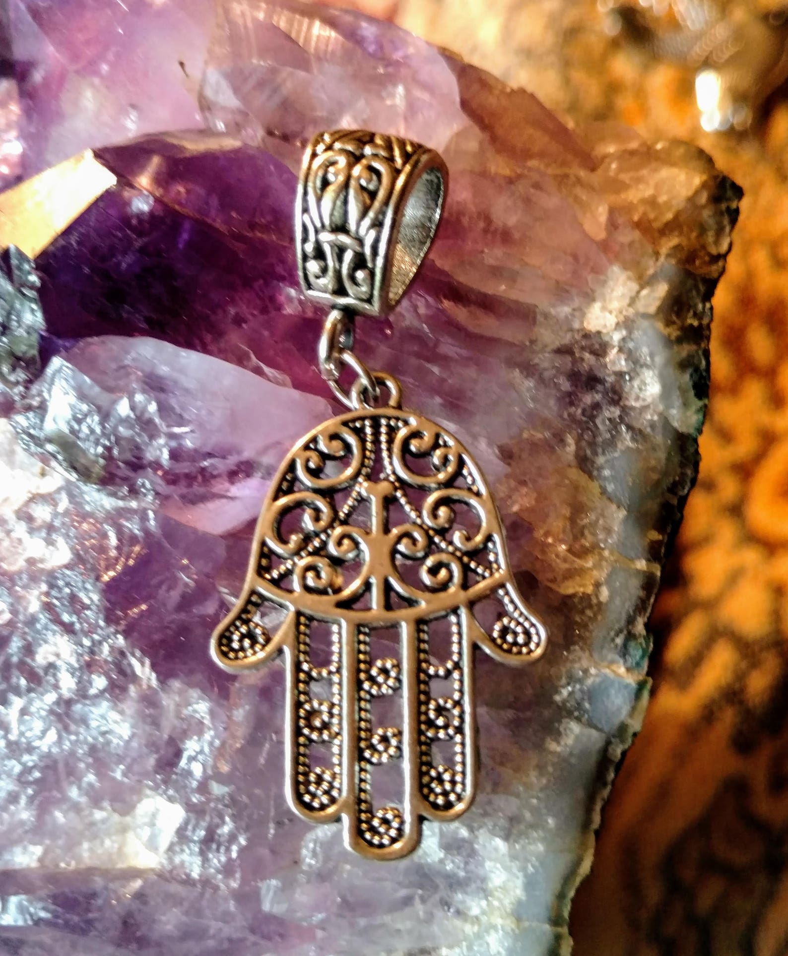 Hamsa Healing Hand of Mary Hand of Miriam Hand of Fatima Pewter Pendant ...