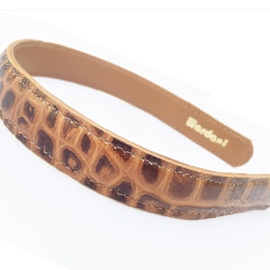 Wardani, 3/4” Alligator Leather Headband Stitched Gator Embossed ...