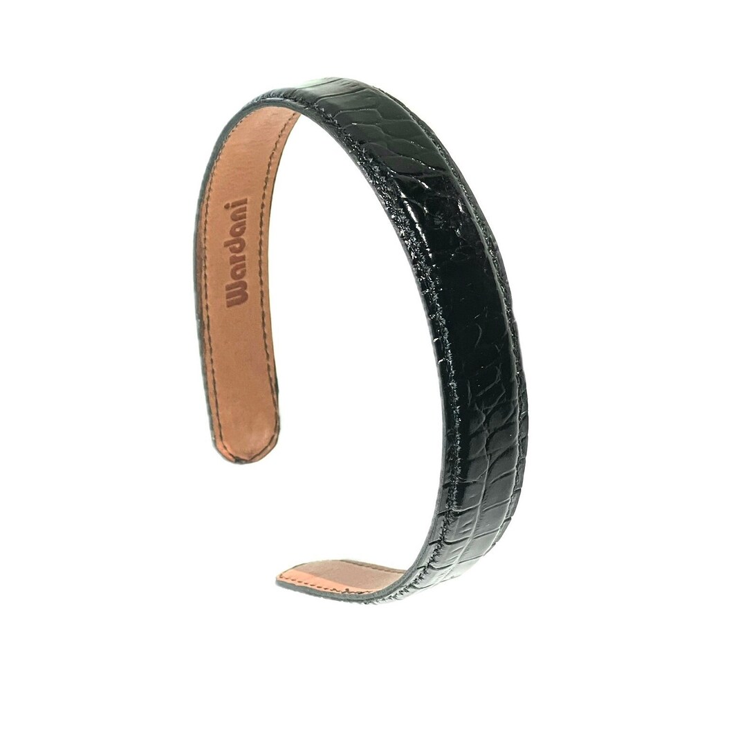 Wardani, 3/4” Alligator Leather Headband Stitched Gator Embossed ...
