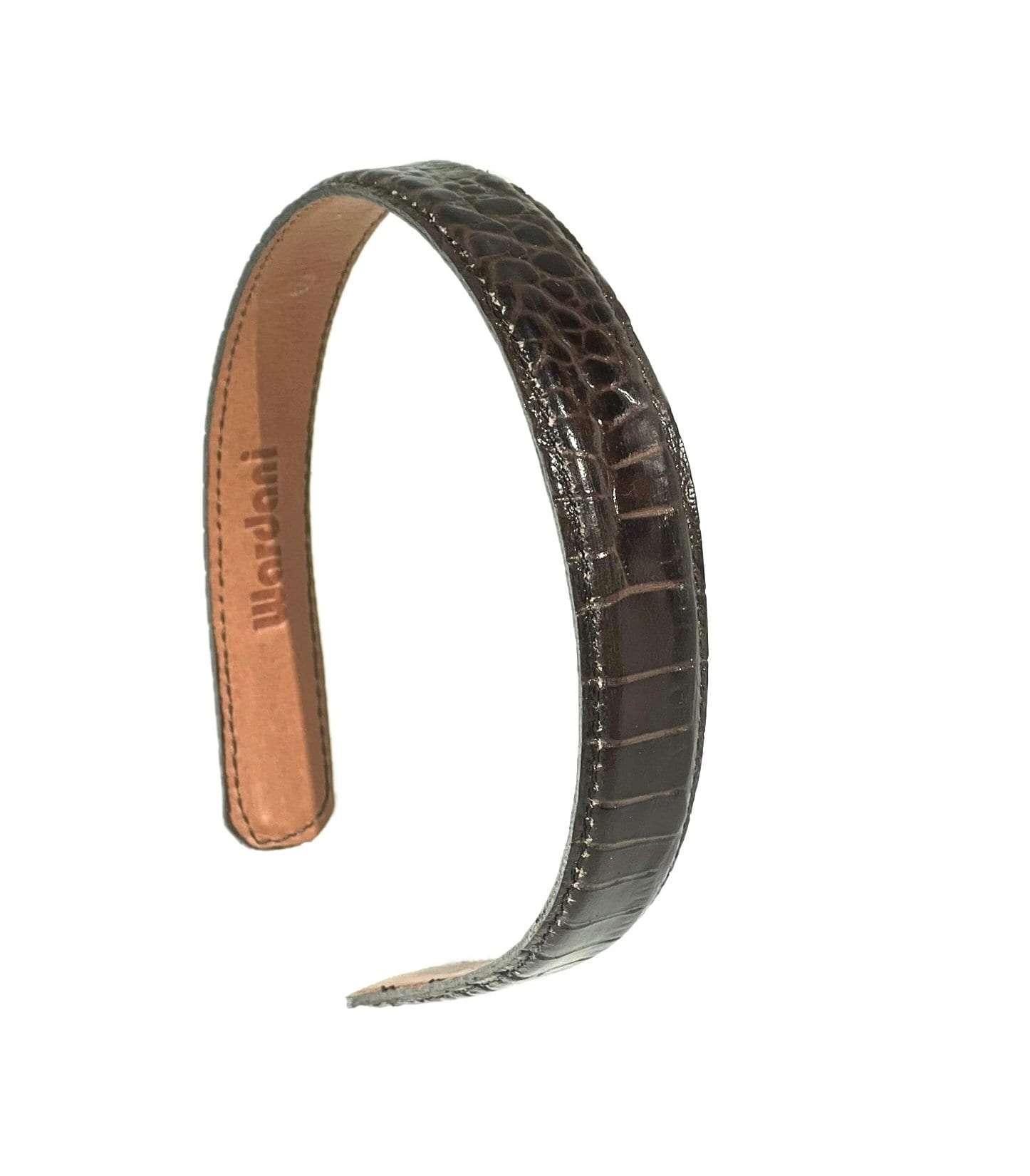 Wardani, 3/4” Alligator Leather Headband Stitched Gator Embossed ...