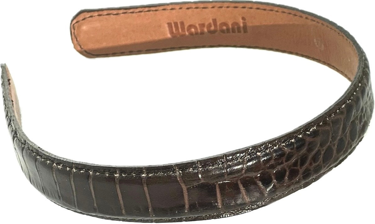 Wardani, 3/4” Alligator Leather Headband Stitched Gator Embossed ...
