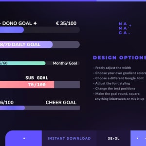 Most Customizable Animated Gradient Goals Stream Widget - Cute Twitch ...