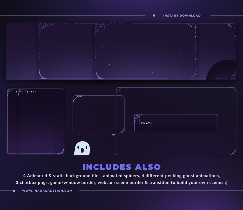 Animated Spooky Halloween Stream Pack: Twitch Overlays, Alerts, Scenes ...