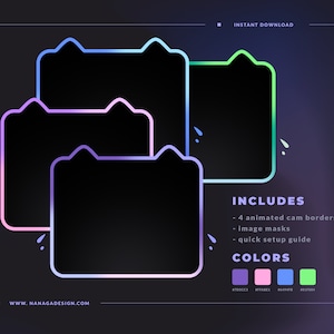 ANIMATED Kitty Cat Webcam Overlay Pack, Webcam Border for Twitch ...