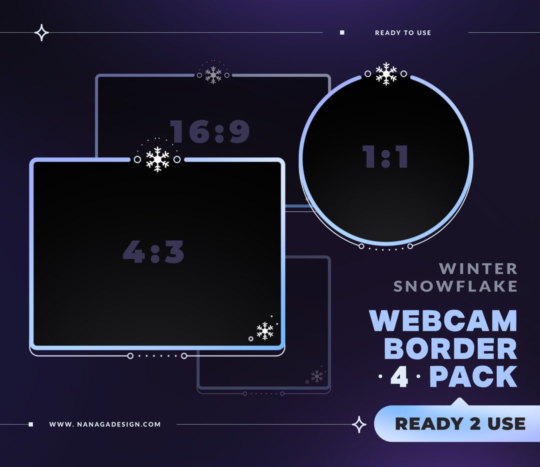 4 ANIMATED Snow Winter Webcam Border Pack, Webcam Overlays for Twitch ...