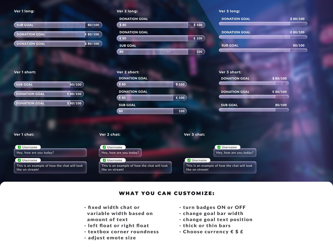 Frosted Glass Stream Chat & Goal Widgets: Customizable Twitch Overlay ...