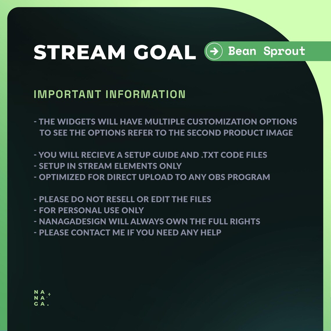 Cute Bean Sprout Stream Goal Widget | Twitch, Youtube Overlay ...