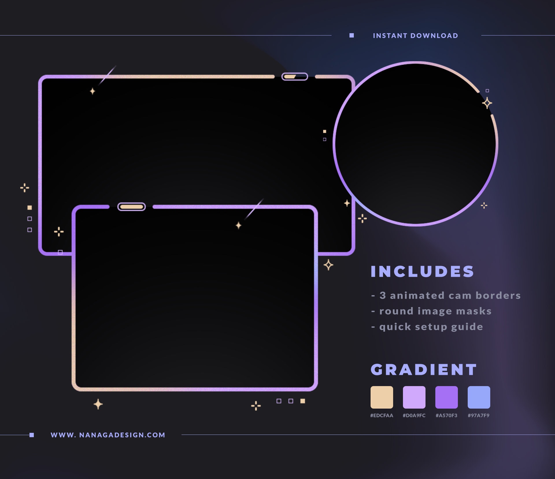 Animated Pastel Gradient Webcam Border Pack: Cosmic Stars Overlays - Etsy