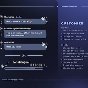 Customizable Winter Snow Chatbox and Goals Stream Widgets for Streamers ...