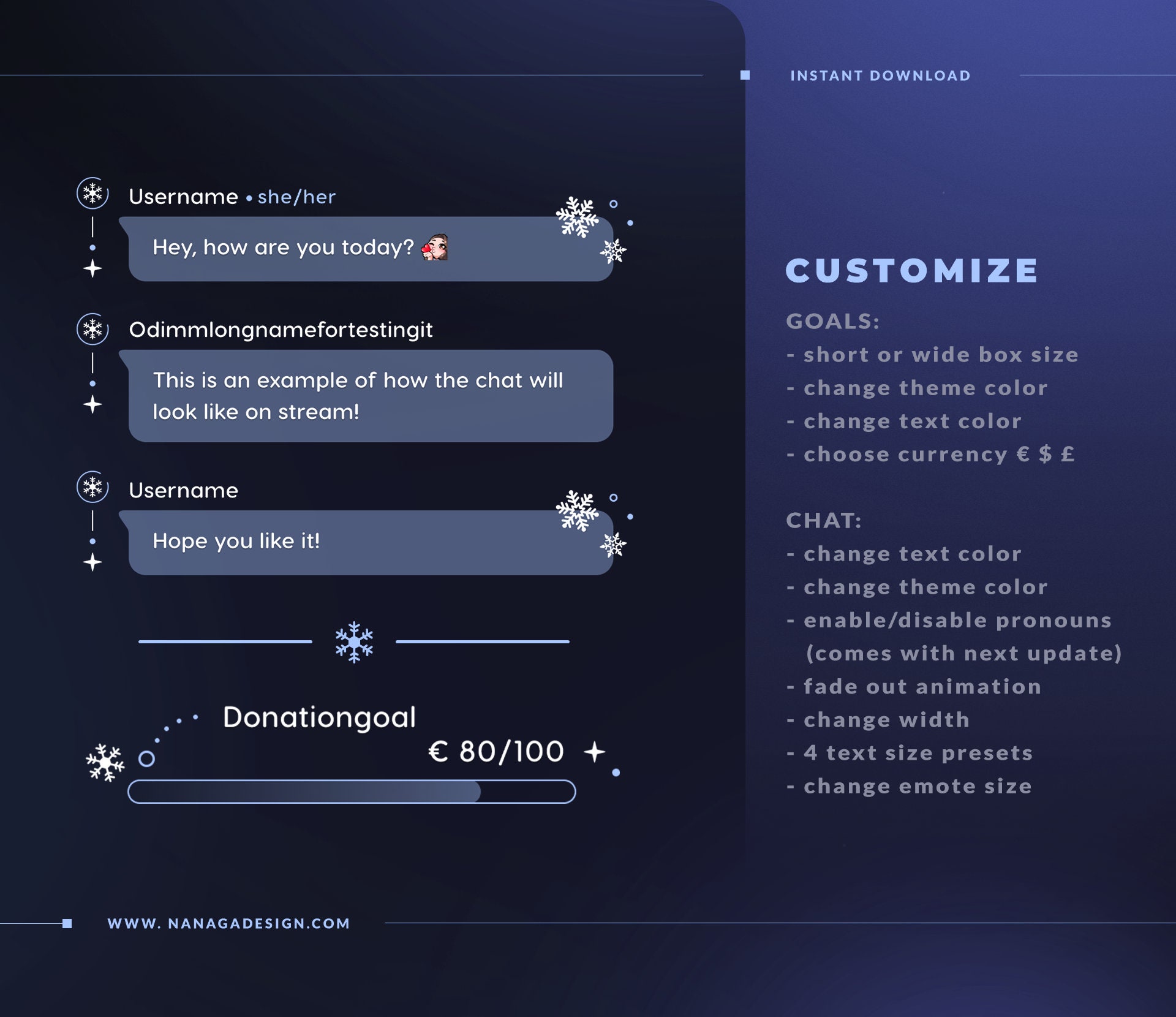 Customizable Winter Snow Chatbox and Goals Stream Widgets for - Etsy
