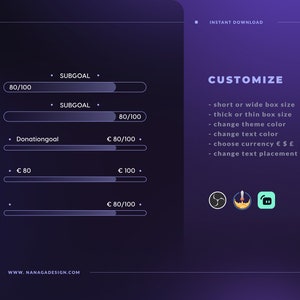 Customizable Stream Goals Widgets: Lunar Lines Theme (streamelements ...