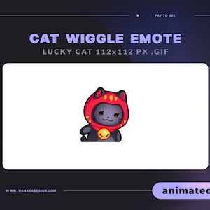 Black LUCKY CAT Animated Emote - Wiggle Maneki Neko - Streamer Graphics ...