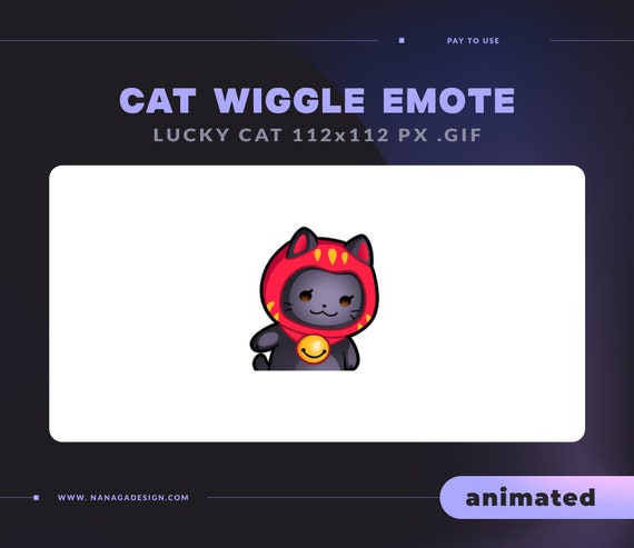 Black LUCKY CAT Animated Emote Wiggle Maneki Neko Streamer - Etsy
