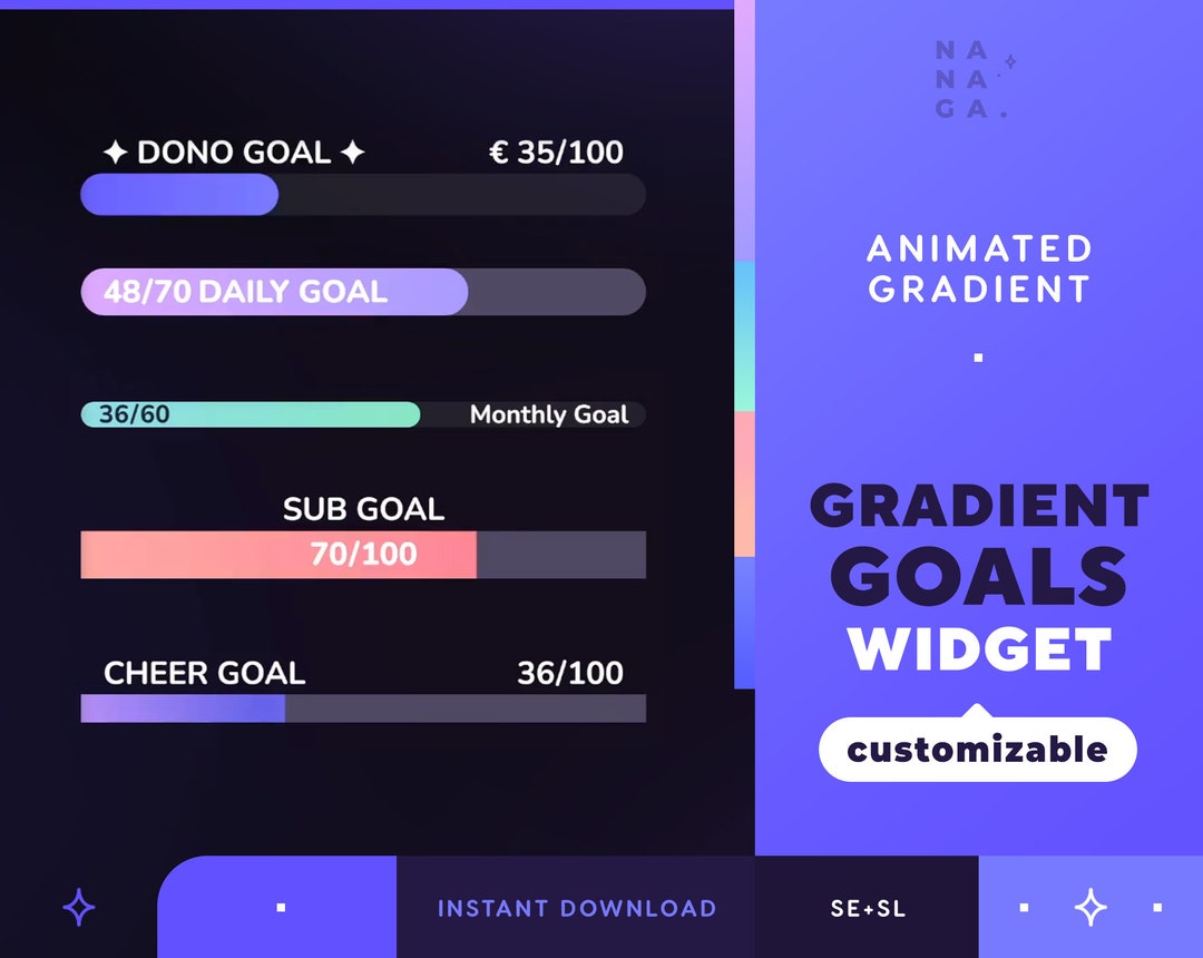 Most Customizable Animated Gradient Goals Stream Widget - Cute Twitch ...