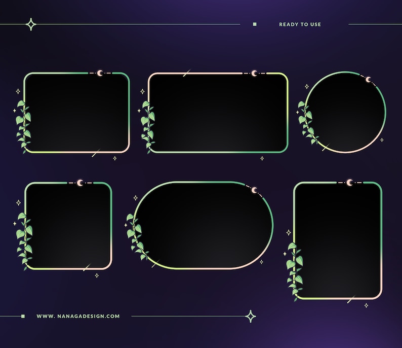 Animated Green Gradient Webcam Border Pack: Cosmic Plants Overlay - Etsy