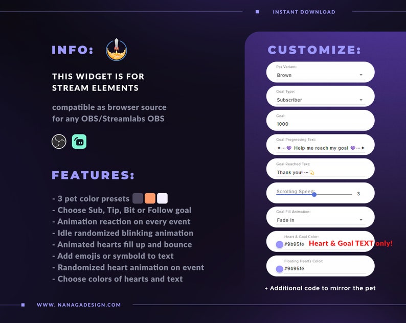 Cat Pet Goals Stream Widgets Cute Animal Twitch / Youtube - Etsy