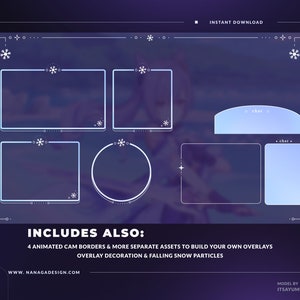 Animated Winter Snow Stream Overlay Pack: Icy Blue Twitch Vtuber Assets ...