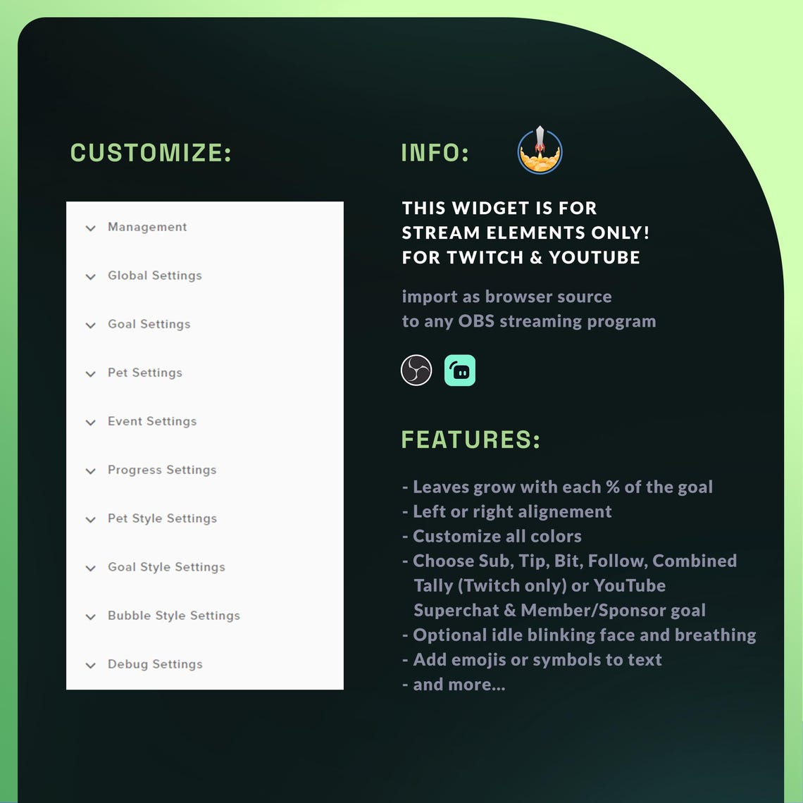 Cute Bean Sprout Stream Goal Widget | Twitch, Youtube Overlay ...