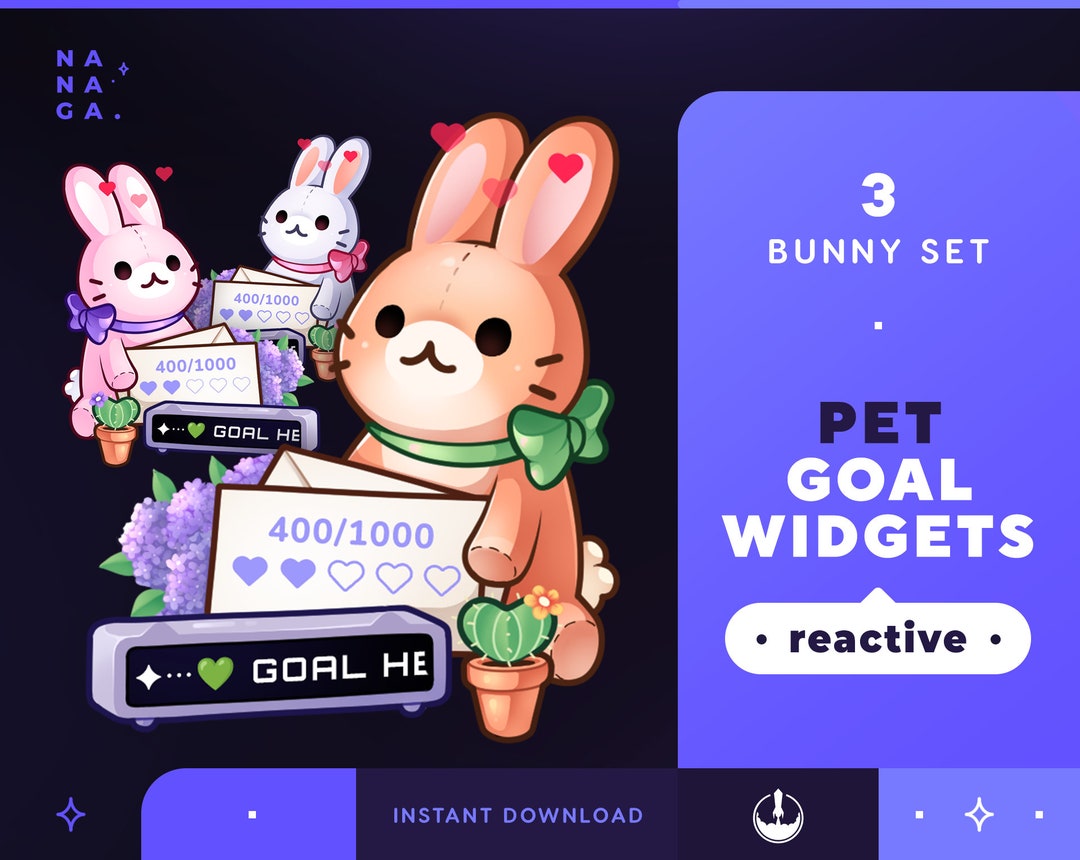 Bunny Pet Goal Stream Widgets: Reactive Mascot Overlay (streamelements ...