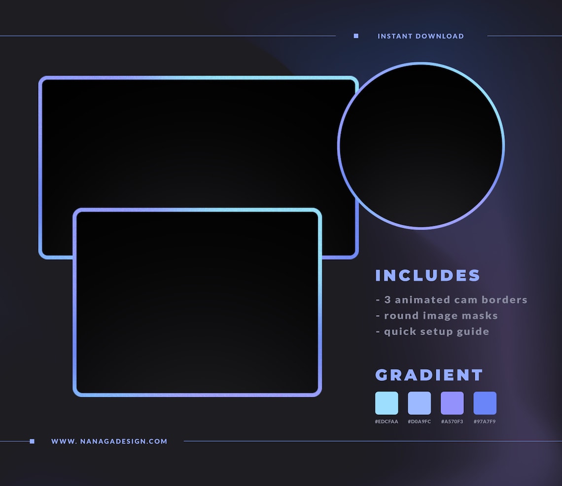 ANIMATED Minimal Pastel Blue Gradient Webcam Border Pack - Etsy