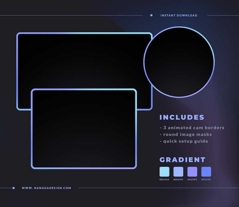 ANIMATED Minimal Pastel Blue Gradient Webcam Border Pack - Etsy