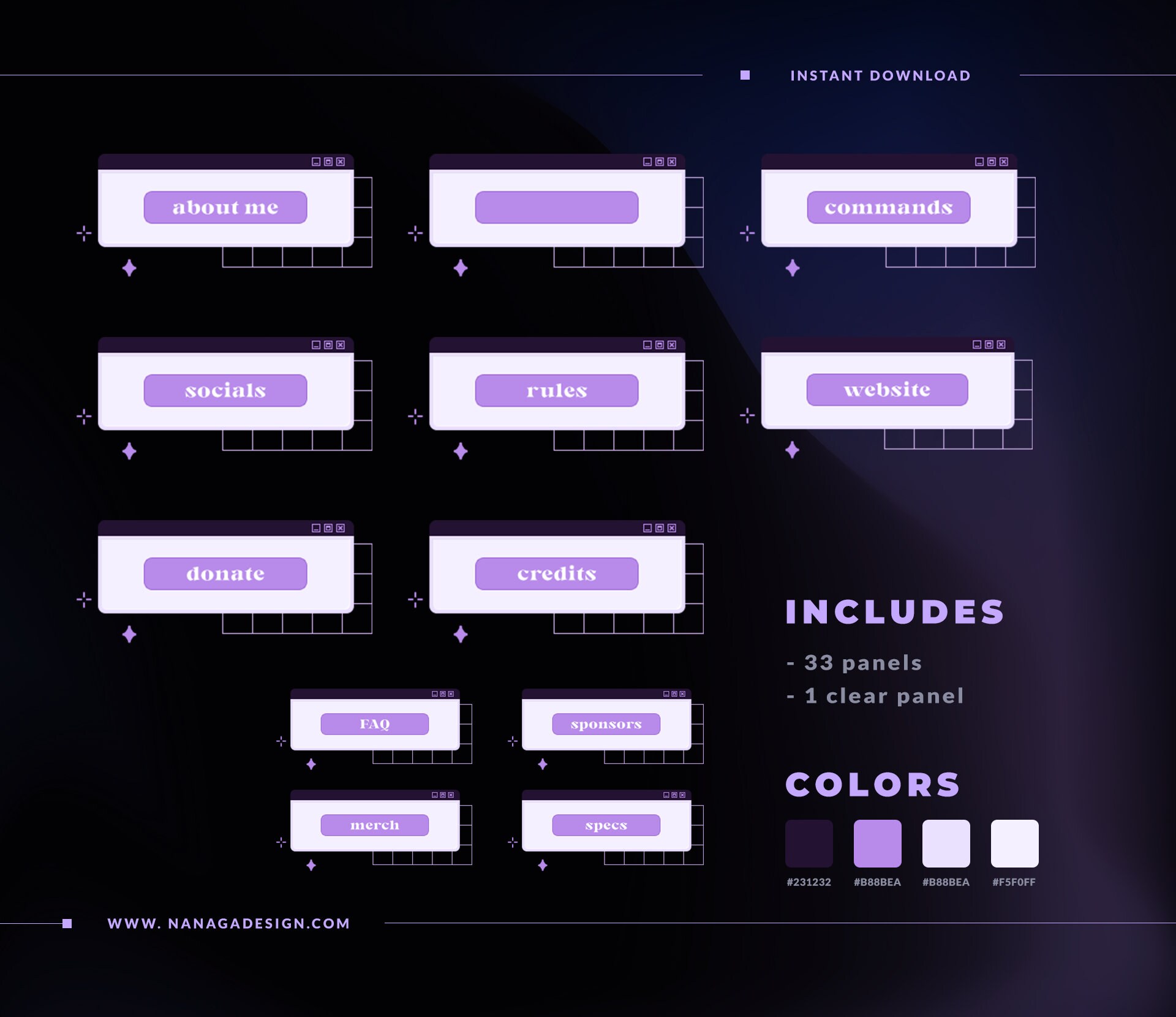34 Minimal Windows Aesthetic Panels Pack for Twitch Purple - Etsy