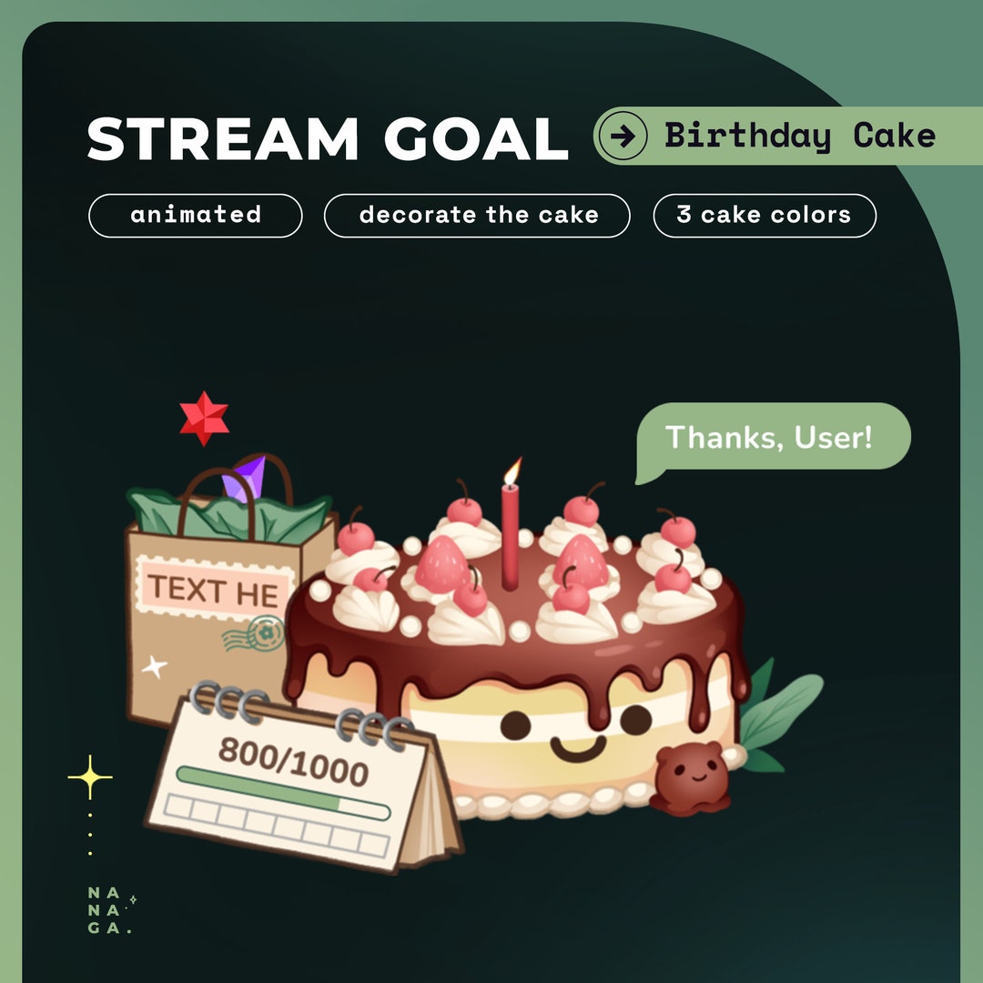 Birthday Cake Stream Goal Widget: Reactive Twitch Overlay ...