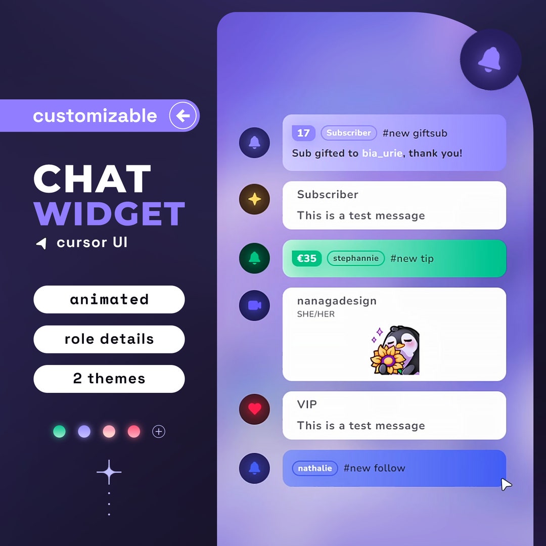 Animated Gradient Glow Messenger UI Chatbox Stream Widget - Cute Stream ...