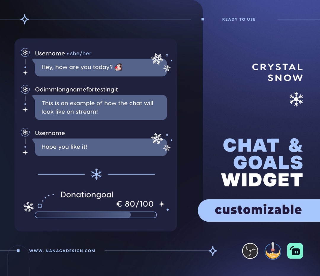 Customizable Winter Snow Chatbox and Goals Stream Widgets for Streamers ...