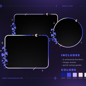 6 ANIMATED Blue Gradient Webcam Border Pack, Webcam Overlays for Twitch ...
