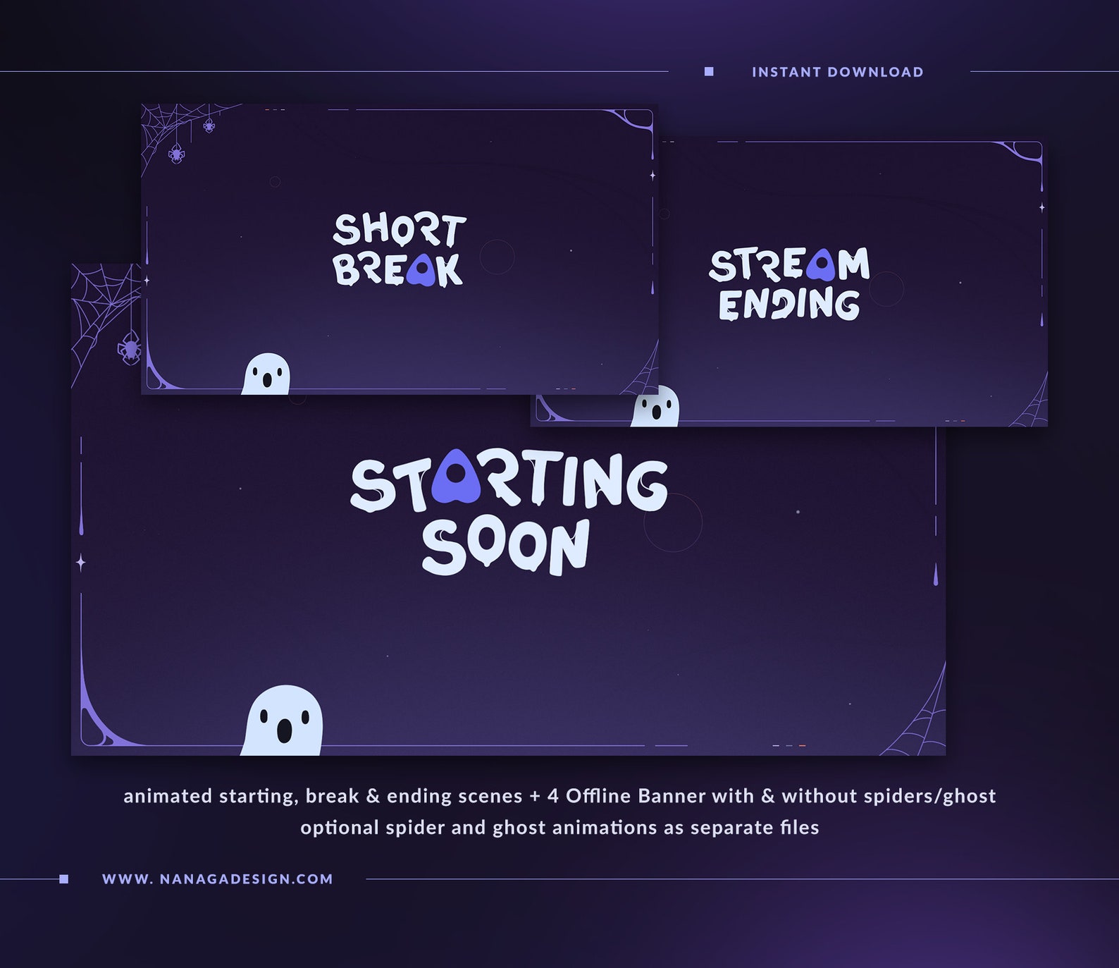 Animated Spooky Halloween Stream Pack: Twitch Overlays, Alerts, Scenes ...