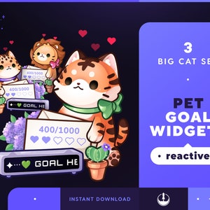 Cat Tiger Lion Pet Goals Stream Widgets | Cute Animal Twitch / Youtube ...