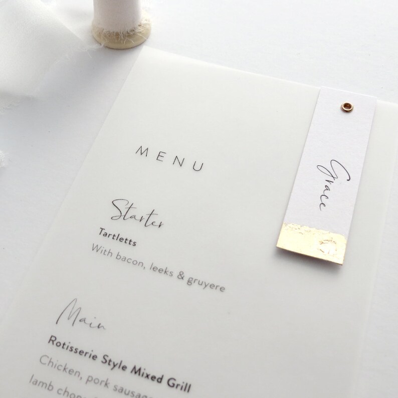 Gilded Edge Vellum Menus & Place Cards - Etsy UK