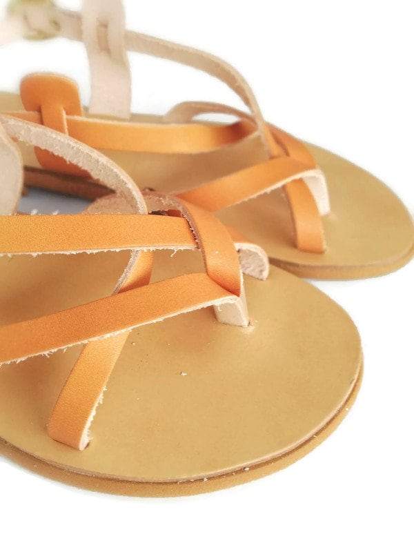 Leather handmade Greek Sandals | Etsy