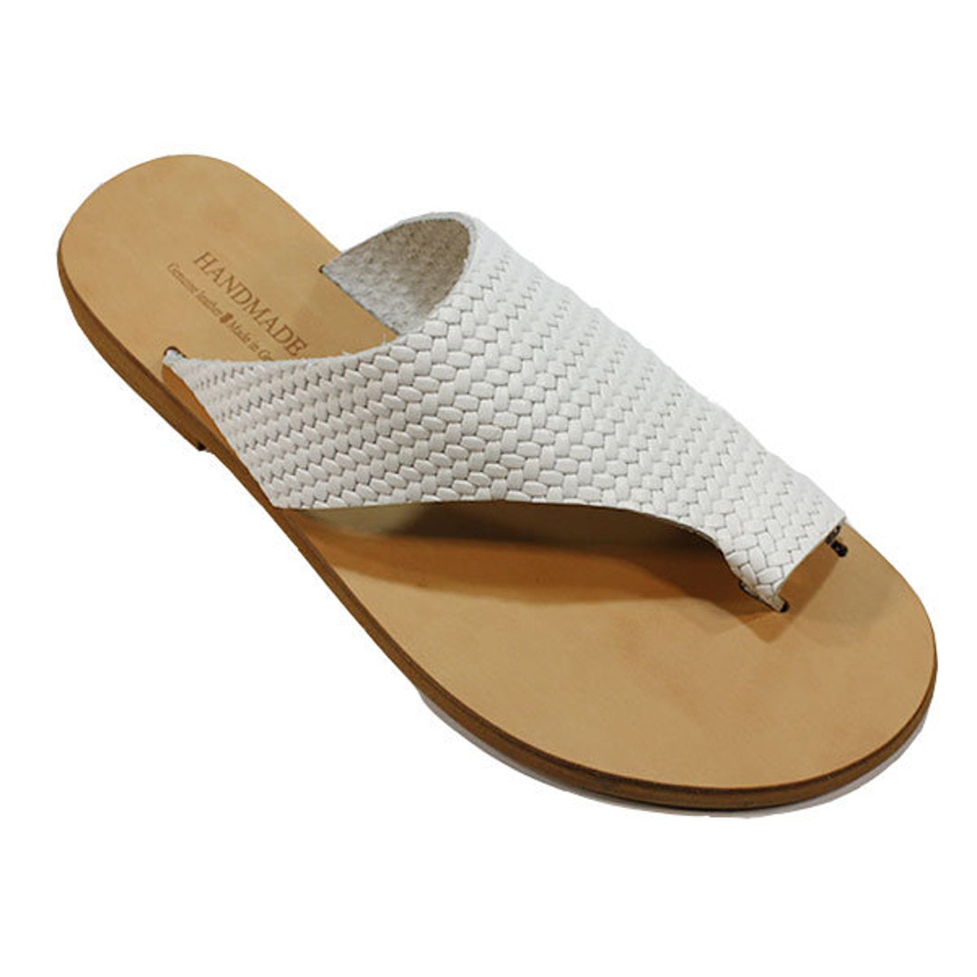 Leather White Sandals, Classic Sandals, Toe Hold Sandals, Ancient ...