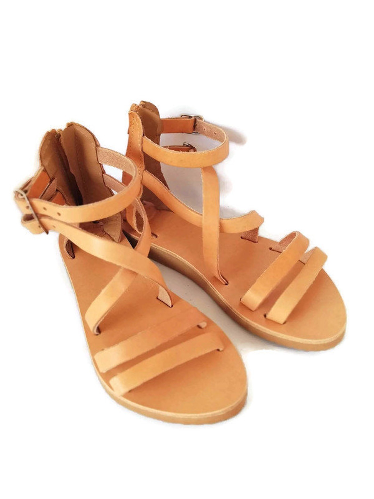 Leather Handmade Traditional Greek Sandals/strappy Flats/criss - Etsy