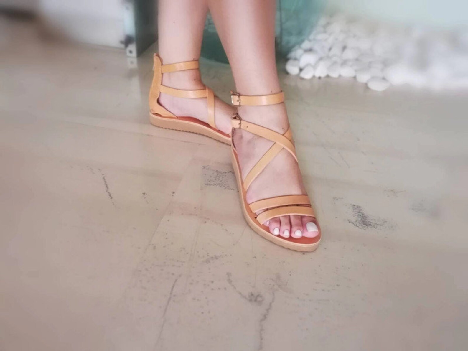 Leather Handmade Traditional Greek Sandals/strappy Flats/criss - Etsy