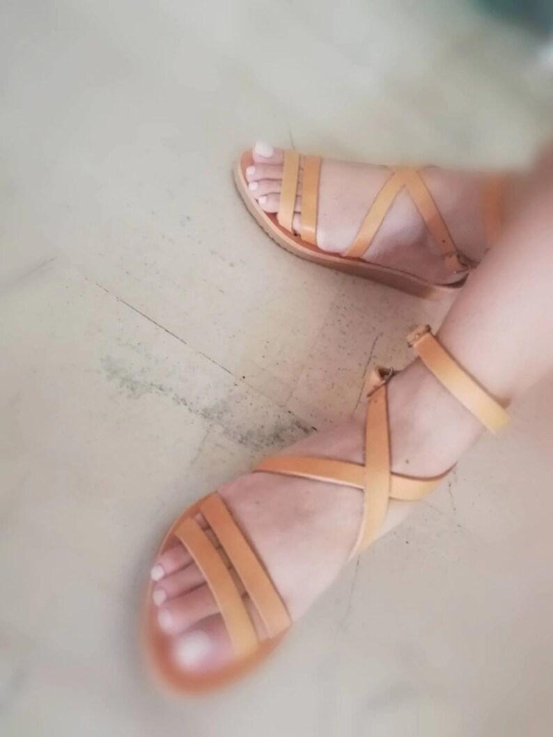 Leather Handmade Traditional Greek Sandals/strappy Flats/criss - Etsy