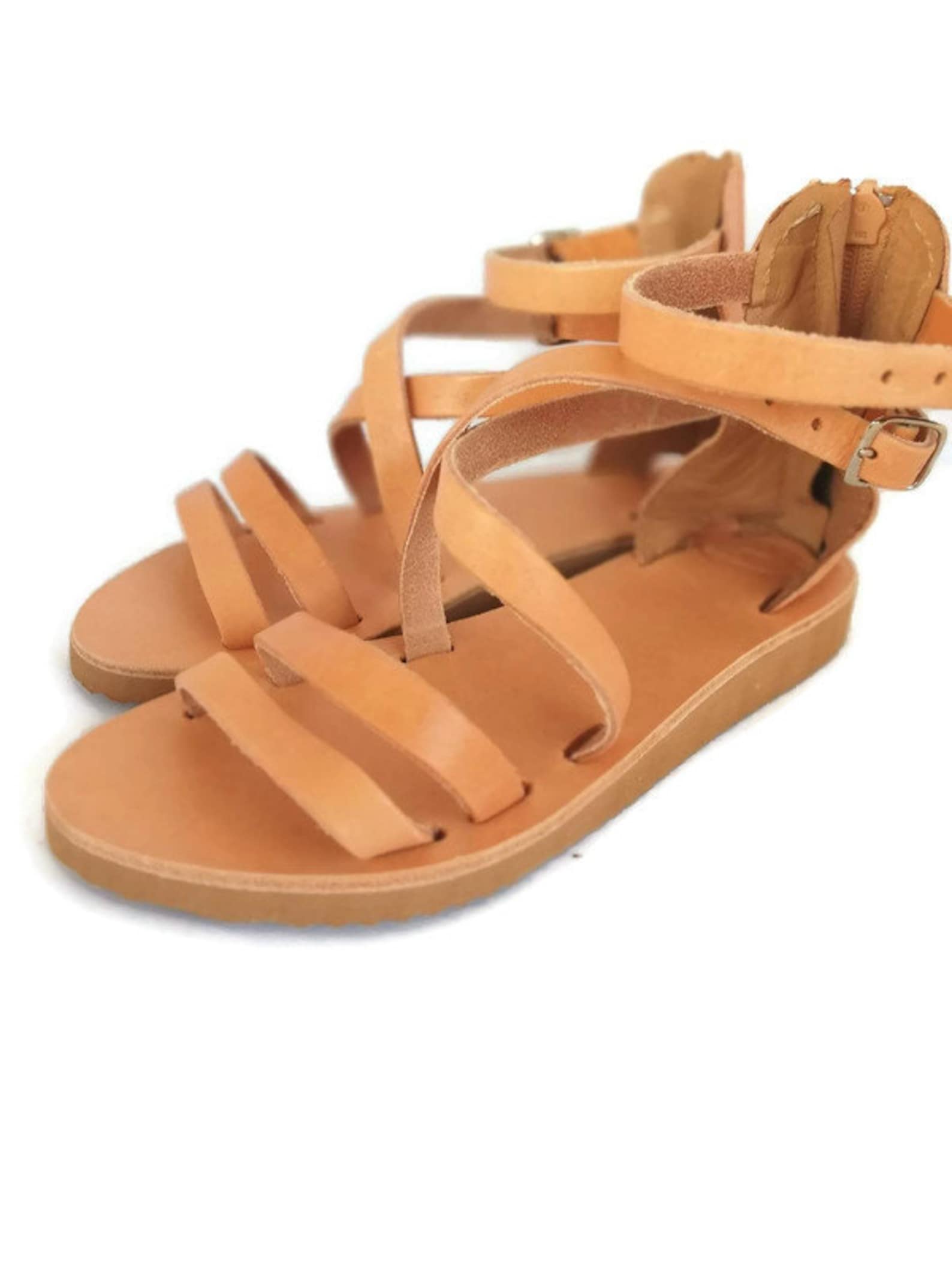 Leather handmade traditional greek Sandals/strappy flats/criss | Etsy