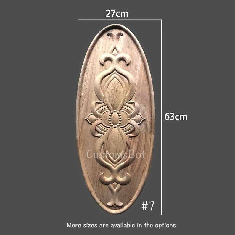 Door Middle Oval Unpainted Wood Applique Onlay Shabby Chic - Etsy