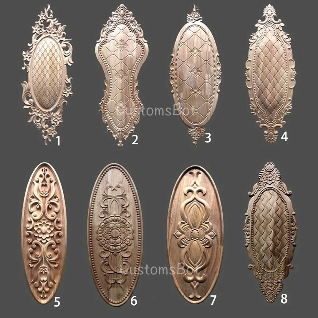 Door Middle Oval Unpainted Wood Applique Onlay, Custom on Request ...