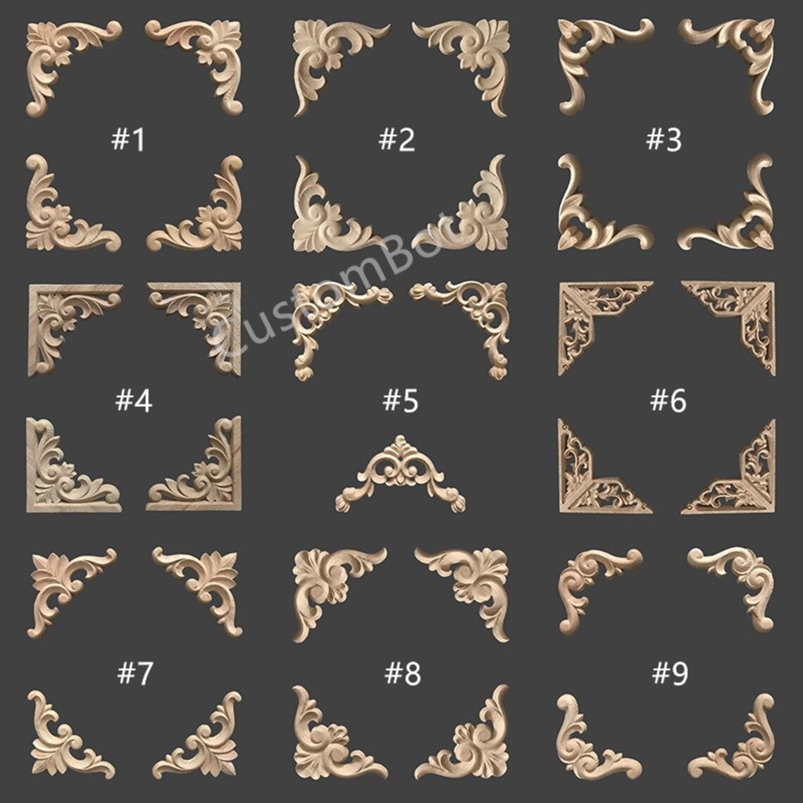 2pcs left and Right Corner Applique Onlay 4cm to 15cm | Etsy