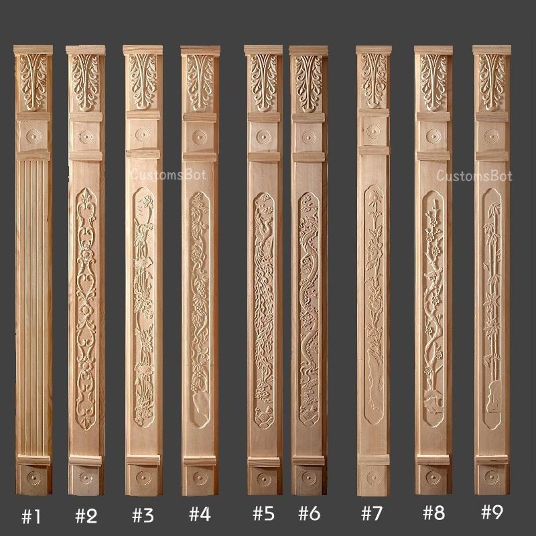 Flat Roman Column Pilaster, Back Flat, Wood Carved Door Frame, 1pc ...