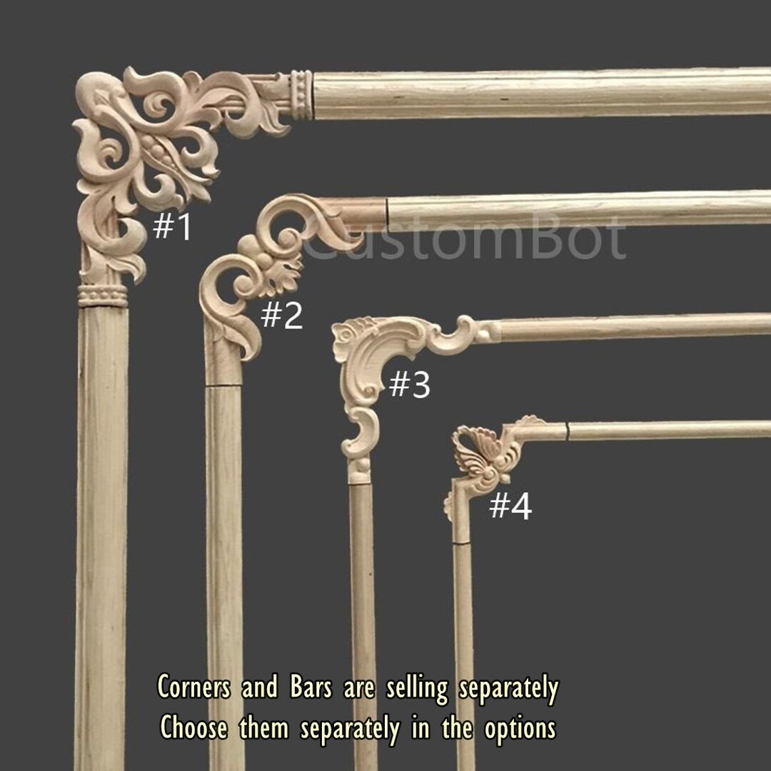 Unpainted Carved Wood Corners, Wall Paneling Corner Applique Onlay and ...
