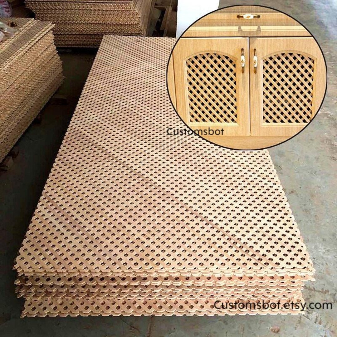 Unpainted Cabinet Wood Lattice Grid Screen, Home Kitchen Furniture ...