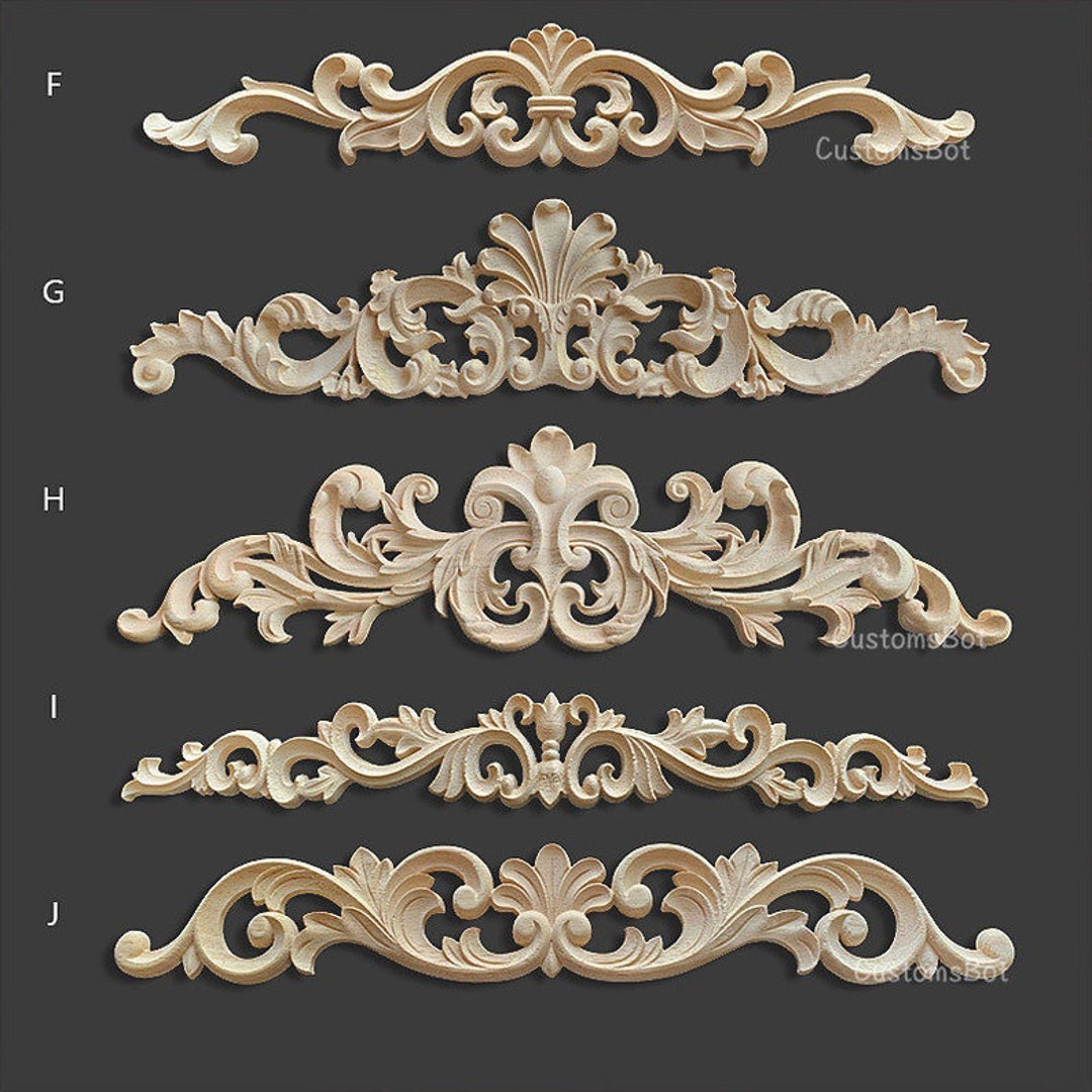 8" to 72" Carved Wood Appliques for Furniture & Walls – Intricate ...