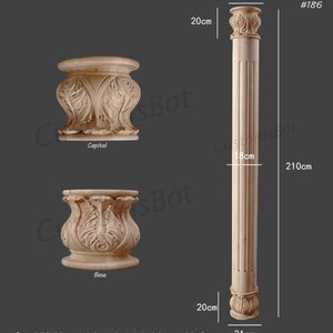 Wood Roman Column, Capital & Base, Greek Architectural Column, European ...