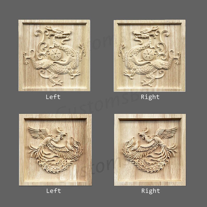 15cm Square Rosettes Applique Onlay Unpainted Wood Carved - Etsy