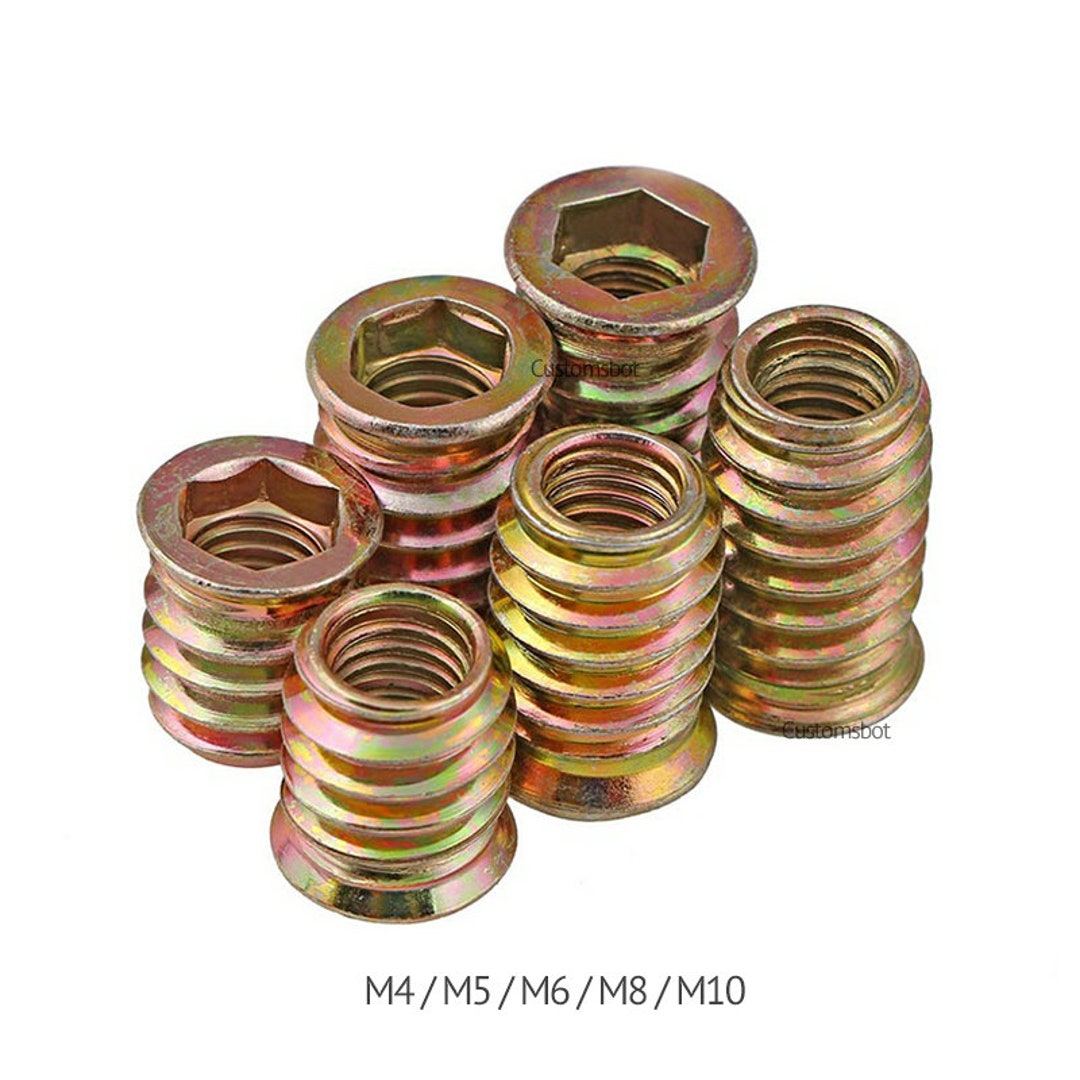 10PCS M4/M5/M6/M8/M10 Wood Insert Furniture Screw, Threaded Insert Nut ...